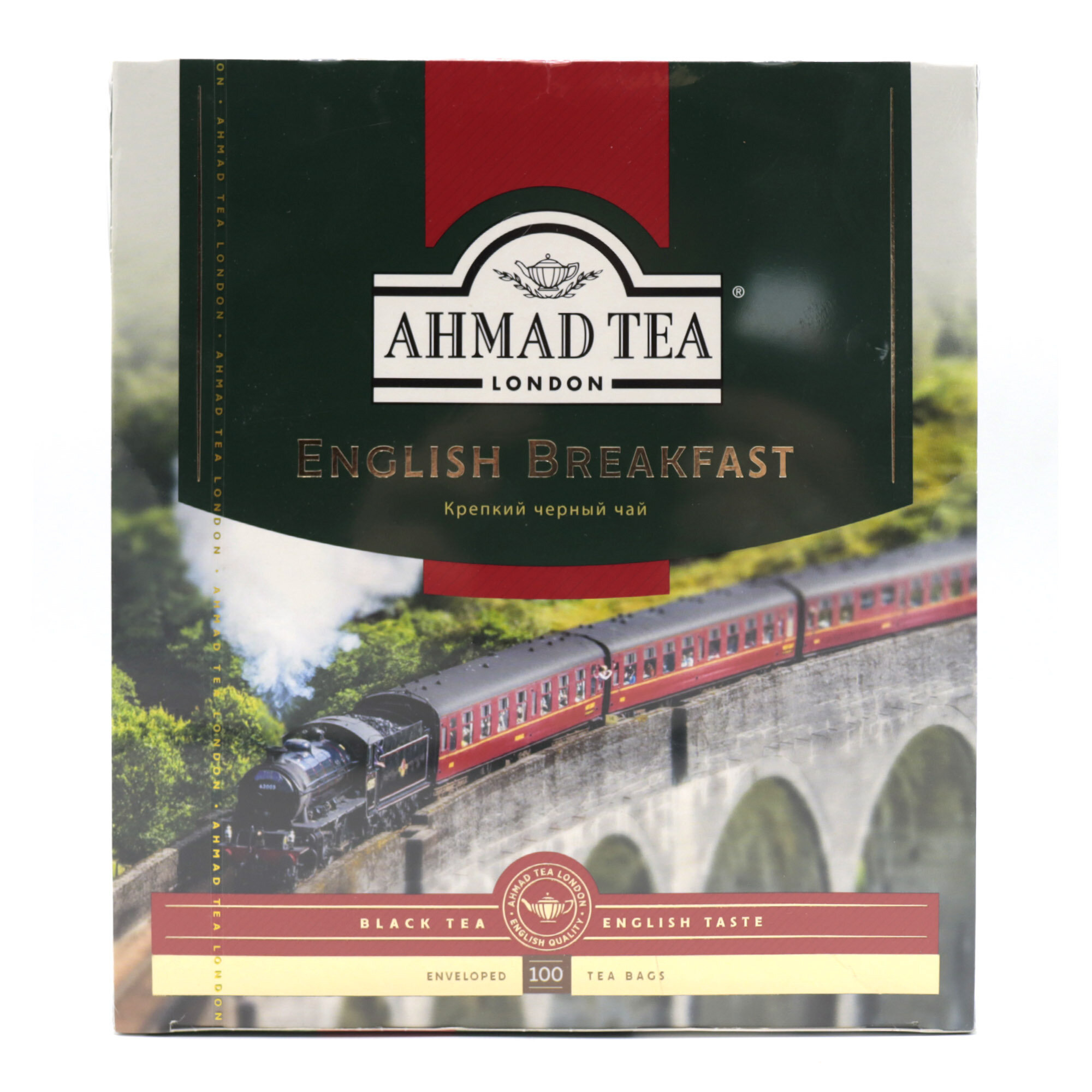 Чай Ahmad Tea "English Breakfast", черный, в пакетиках, без ГМО, картонная упаковка, 100 шт