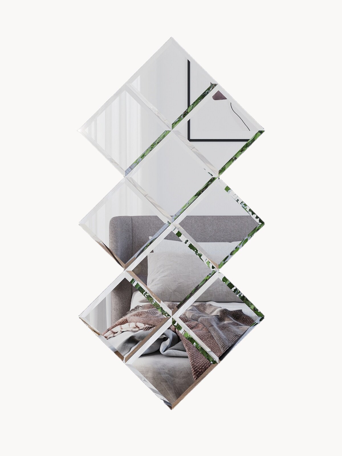 Зеркальная плитка Стекольное Производство Бридж, настенная, квадратная, 15×15 см, 10шт