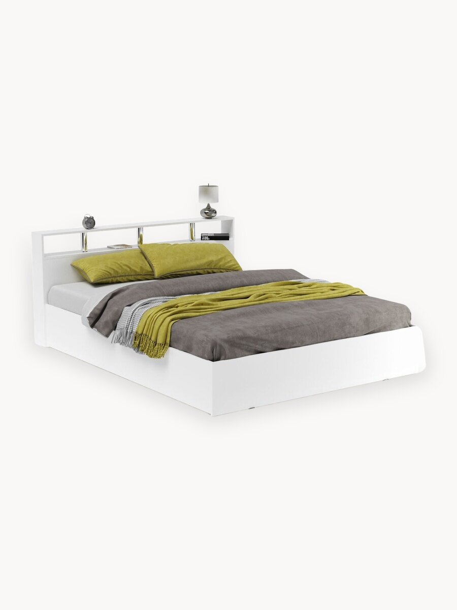 Кровать двуспальная с матрасом, арина 160х200, Белый