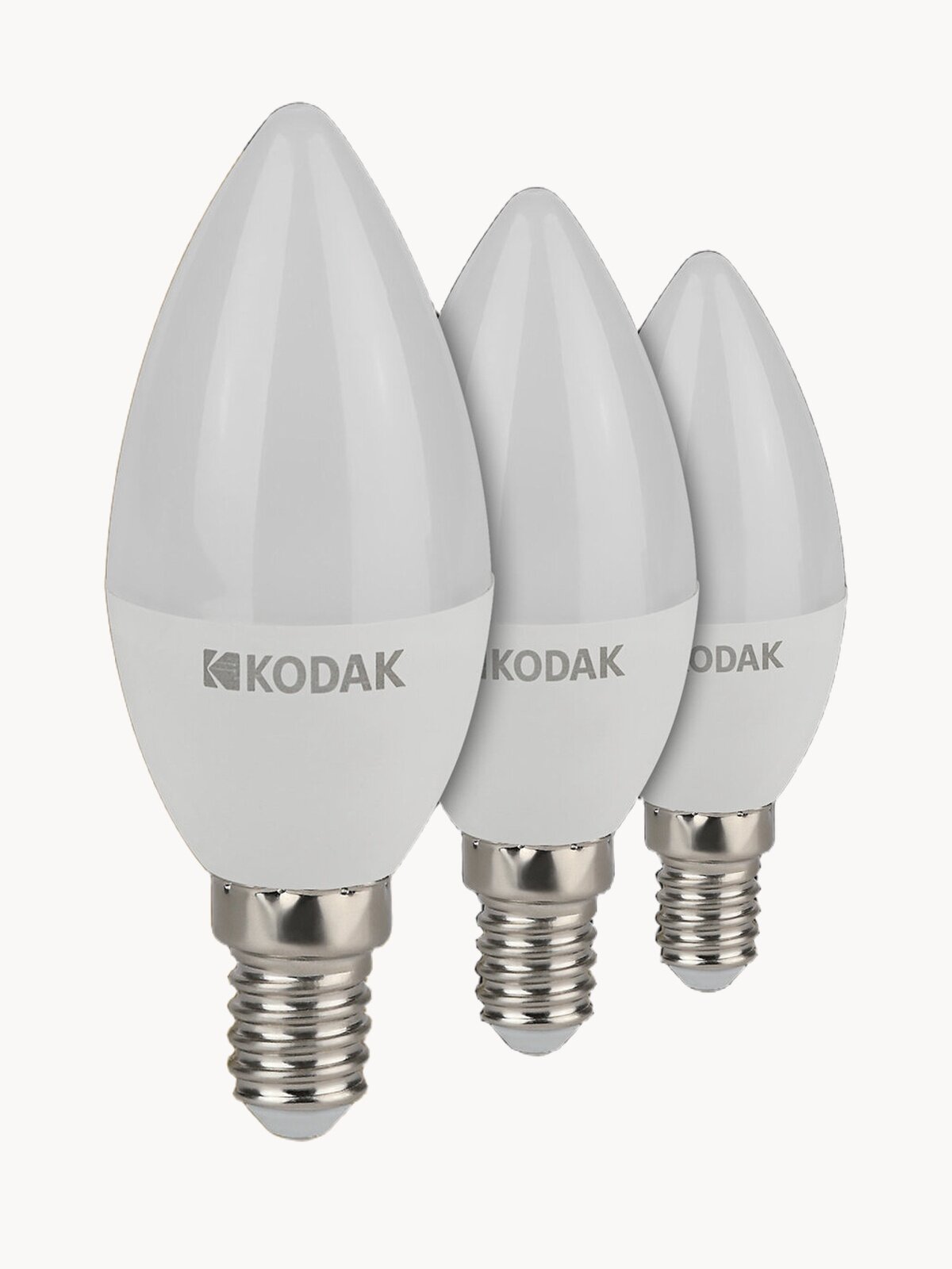 Лампочка светодиодная KODAK LED Е14 7 Вт B35 свеча 3000К теплый белый свет набор 3 штуки