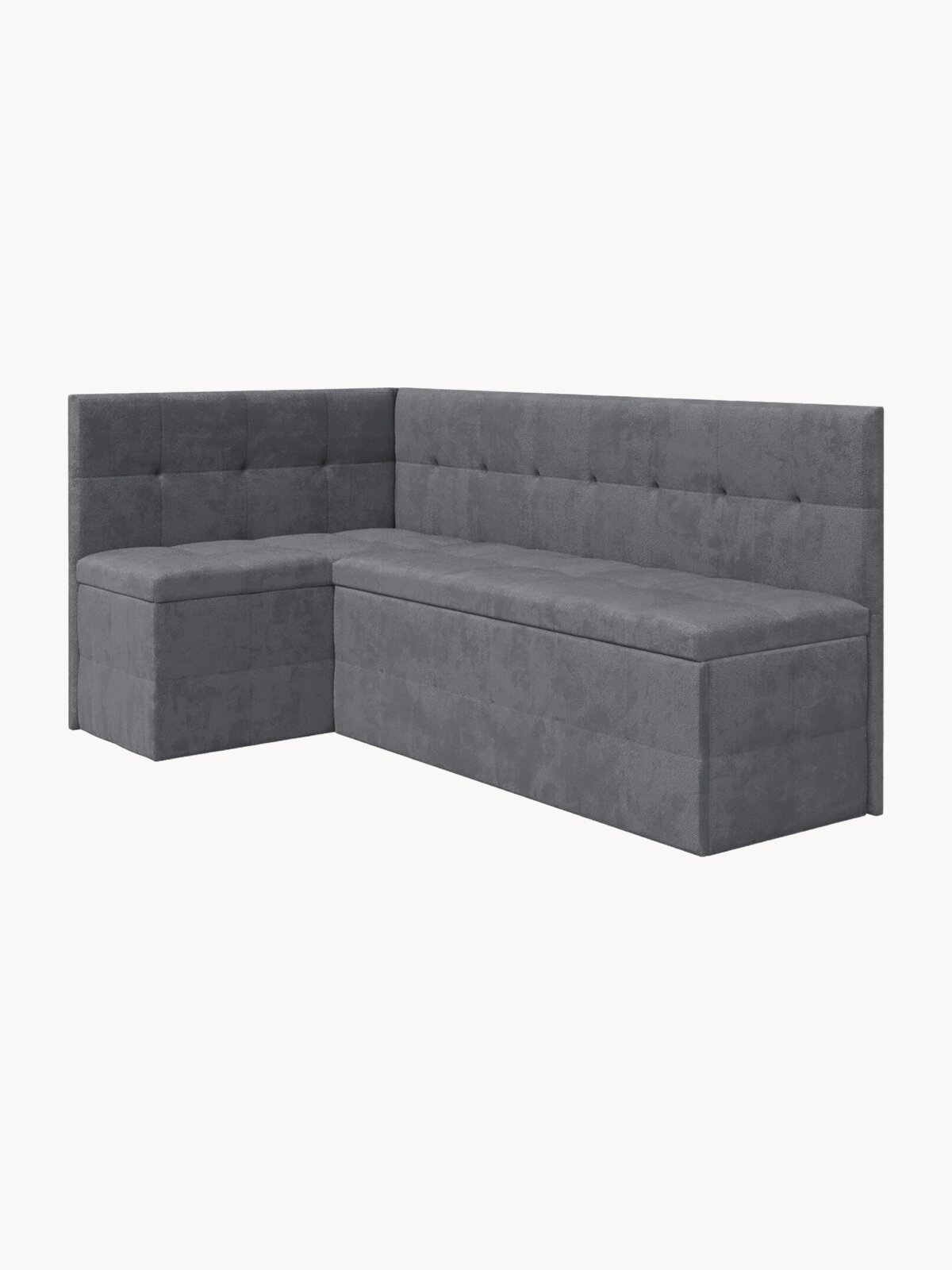 Диван кухонный угловой "Домино" D@E Factory со спальным местом, велюр Дакота грей, угол универсальный