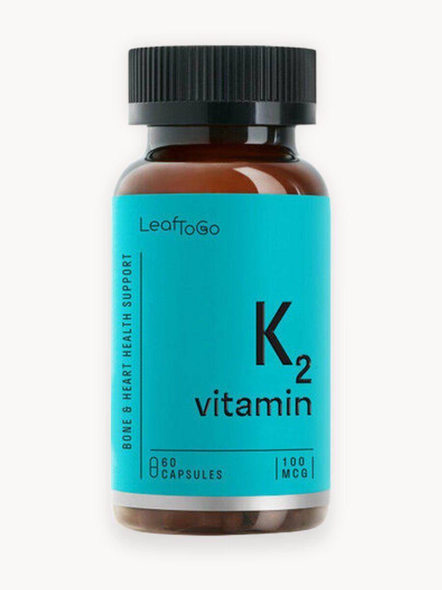 Витамины K2 LeafToGo 120 мкг для костей, зубов и сердца, 60 капсул