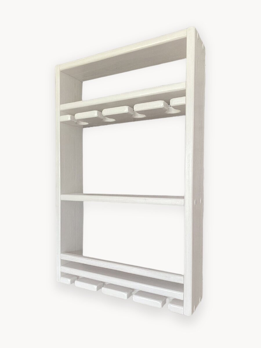 Полка для посуды, бокалов, посуды для напитков деревянная, размер 45х70х12 см, цвет белый