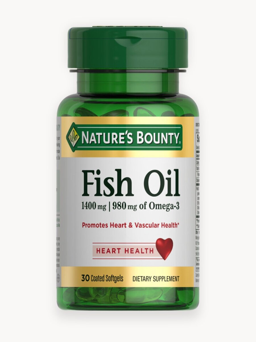 Омега-3Рыбий жир Natures Bounty Омега-3, капсулы, 1400мг, в 1 упаковке 30 штук