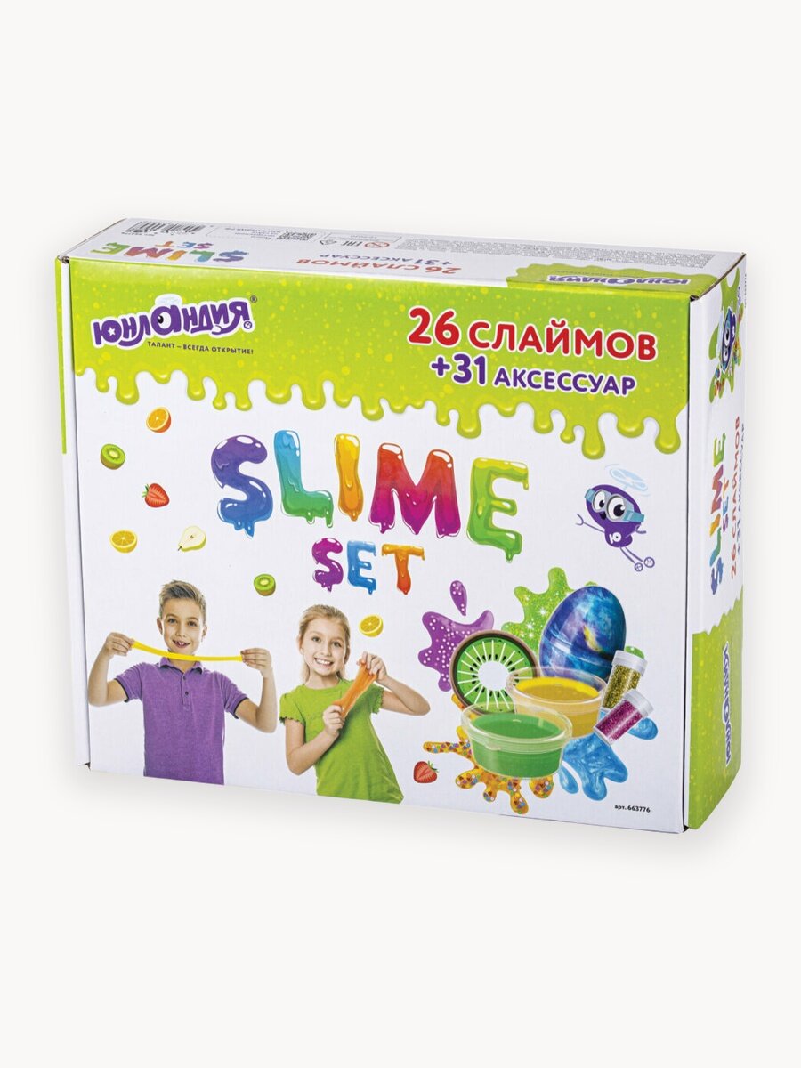 Набор слаймов 26 цветов, 31 аксессуар, в пластиковом боксе, юнландия, 663776