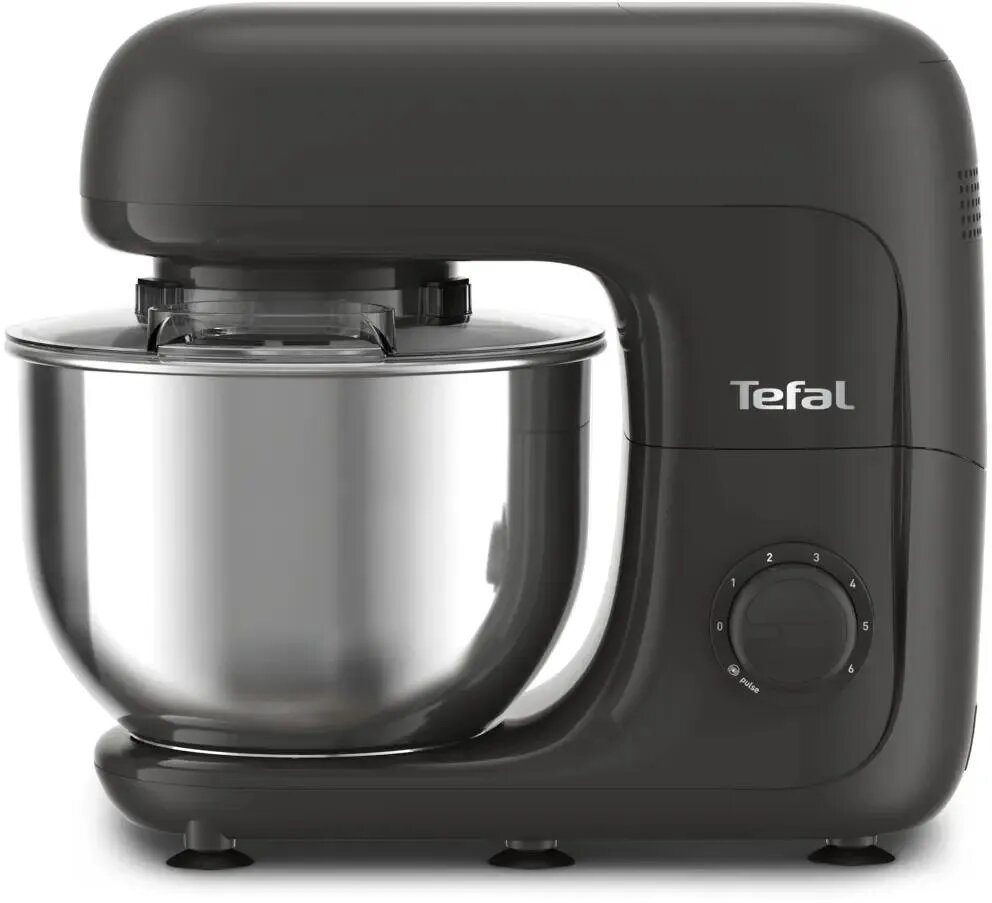 Кухонная машина Tefal QB161H38 Bake Essential, черно-серая, мощность 450 Вт