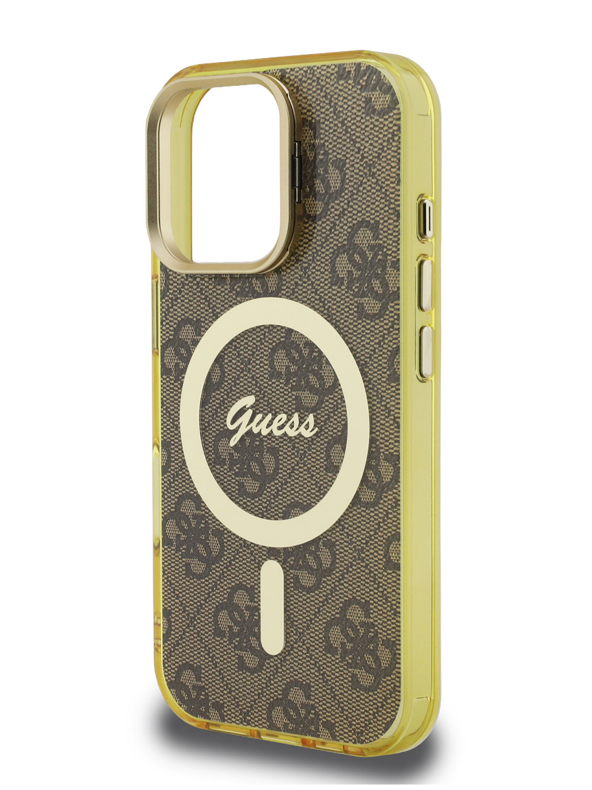 Чехол Guess для iPhone 16 Pro с магнитами MagSafe, с функцией подставки, коричневый