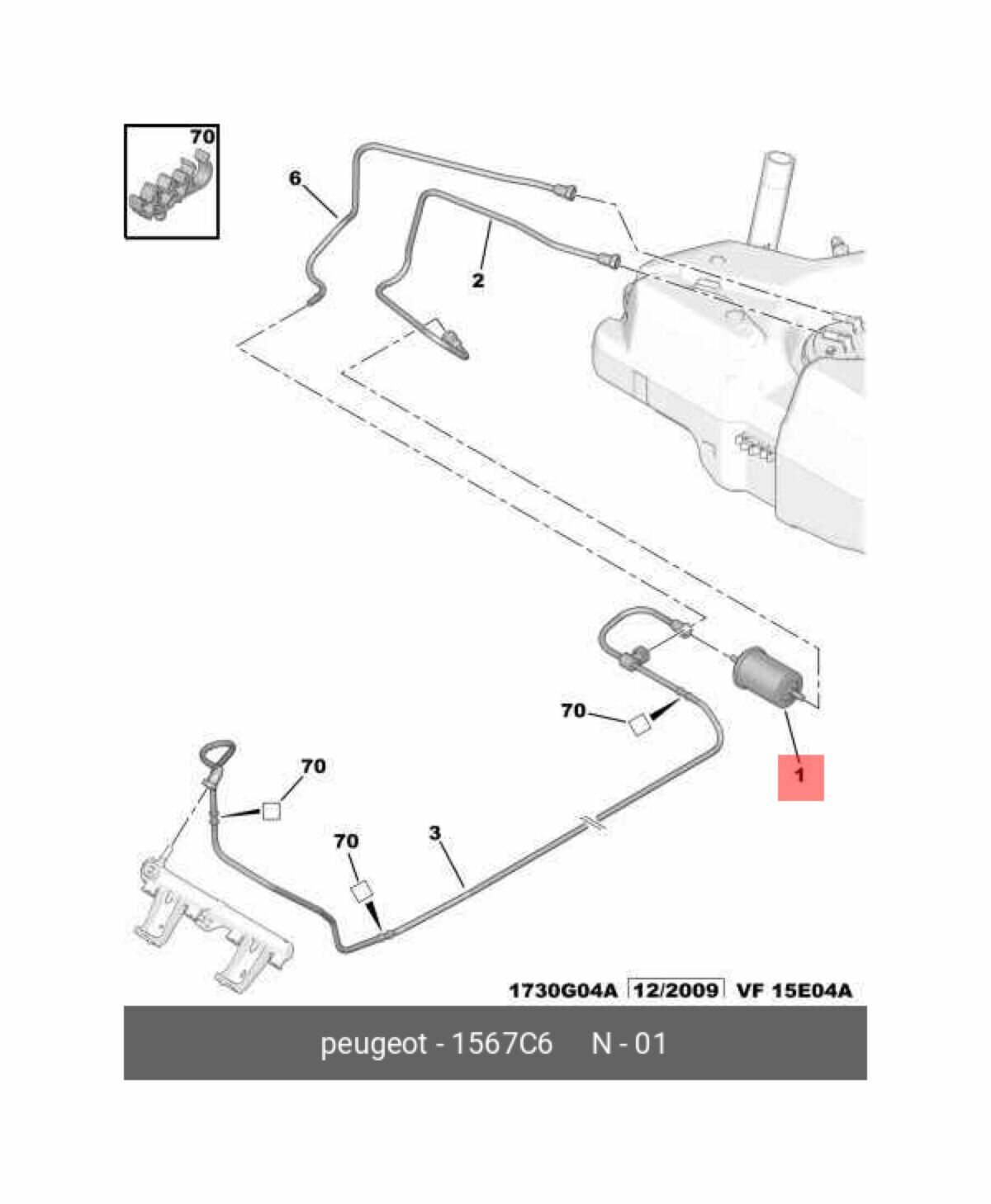 Фильтр Топл. citroen C3 Ii 1.0,1.2 09-16/C4 Ii 1.2,1.4,1.6 11=>(Citroen/Peugeot 1567C6)