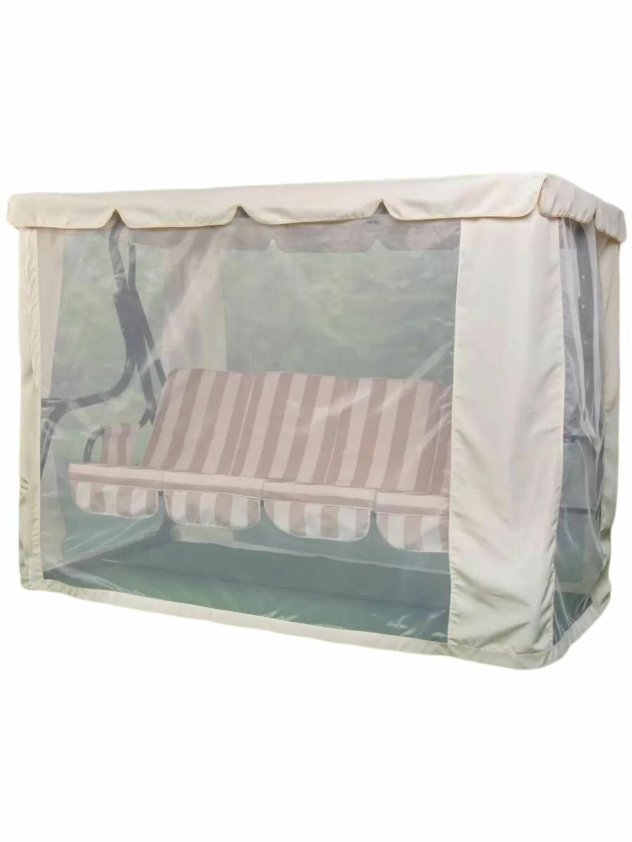 Качели садовые 4-местные, 230х130х177 см, 300 кг, Green Days, раскладываются в кровать, бежевые