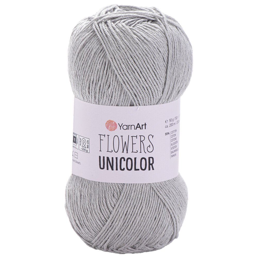 Пряжа для вязания YarnArt Flowers Unicolor 741 светло-серый 5 шт 50 гр/200 м 55% хлопок, 45% акрил