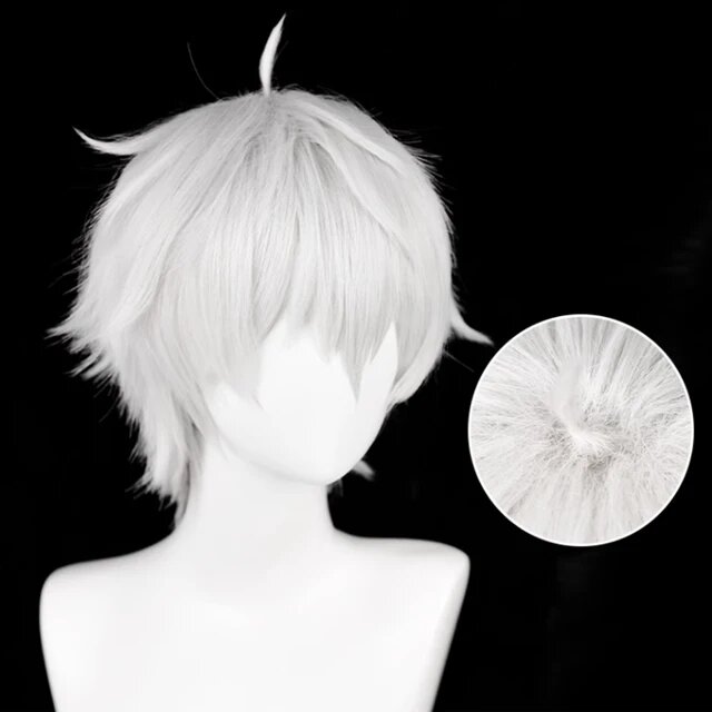 Seishiro Nagi Косплей Парик 30 см Короткий Парик Серебристо-Белые Волосы Аниме Косплей Термостойкие Синтетические Парики