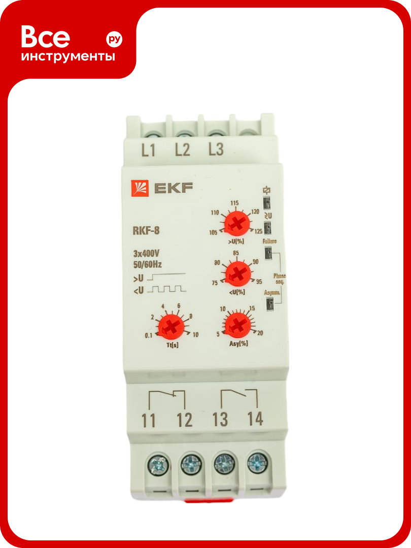 Многофункциональное реле контроля фаз EKF PROxima rkf-8, 1000 В, для контроля качества напряжения
