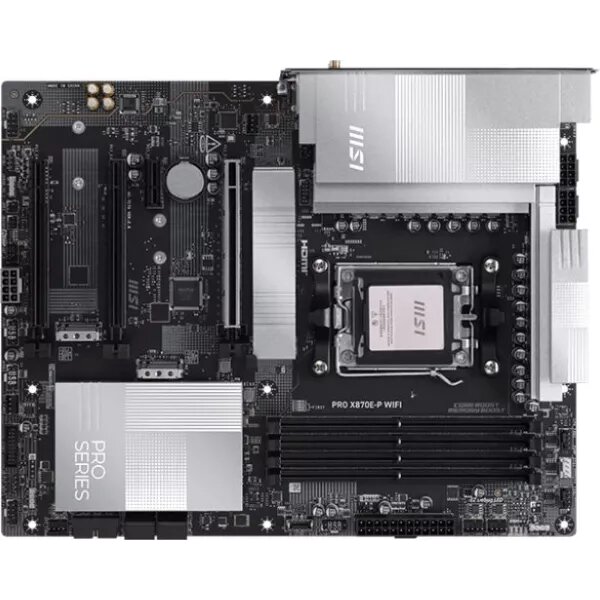 Материнская плата MSI PRO X870E-P WIFI Socket AM5 AMD X870E 4xDDR5 ATX AC`97 8ch(7.1) 5Gigabit RAID+HDMI