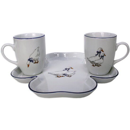 Набор кружек Thun 1794 с подставкой , декор "Гуси", жаропр. фарфор (САП0021)