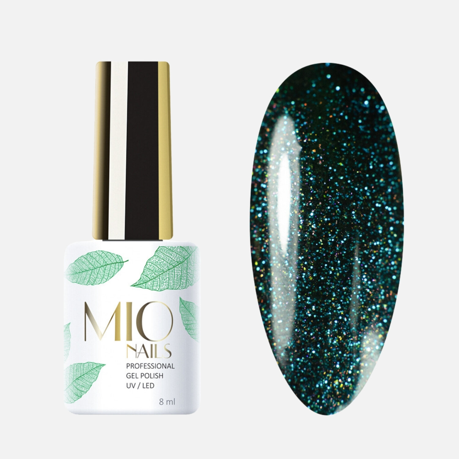 Гель-лак MIO Nails №R-10 Галактика 8 мл блестящий тёмно-зеленый оттенок