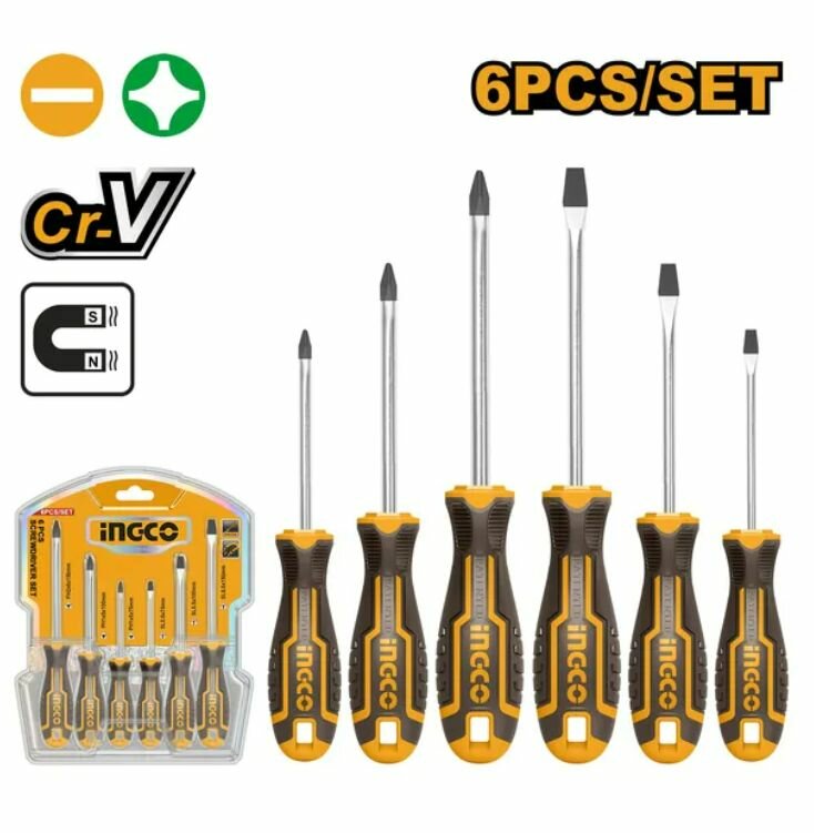 Набор отверток INGCO Industrial 6шт HKSD0628