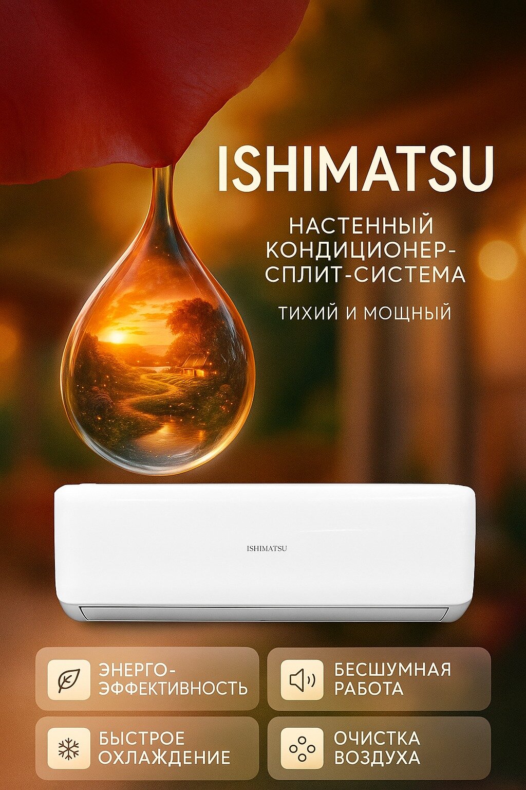 Сплит система кондиционер инверторный 12 ISHIMATSU Osaka AVK-12i инвертор 35 м², японский компрессор, A++