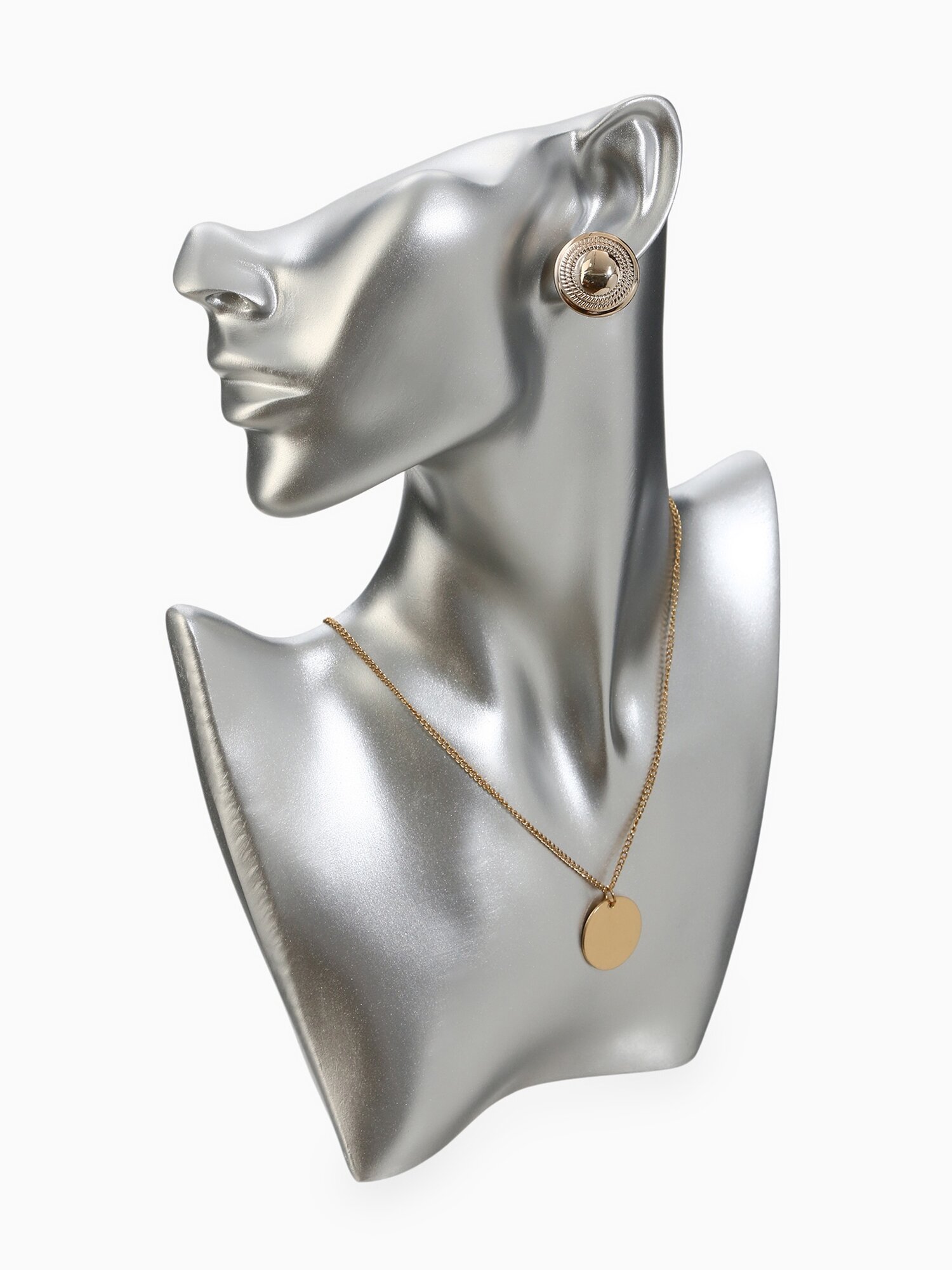 Бюст для украшений «QF. Половина лица», отверстие под серьгу, 18×5×26 см, цвет серебро