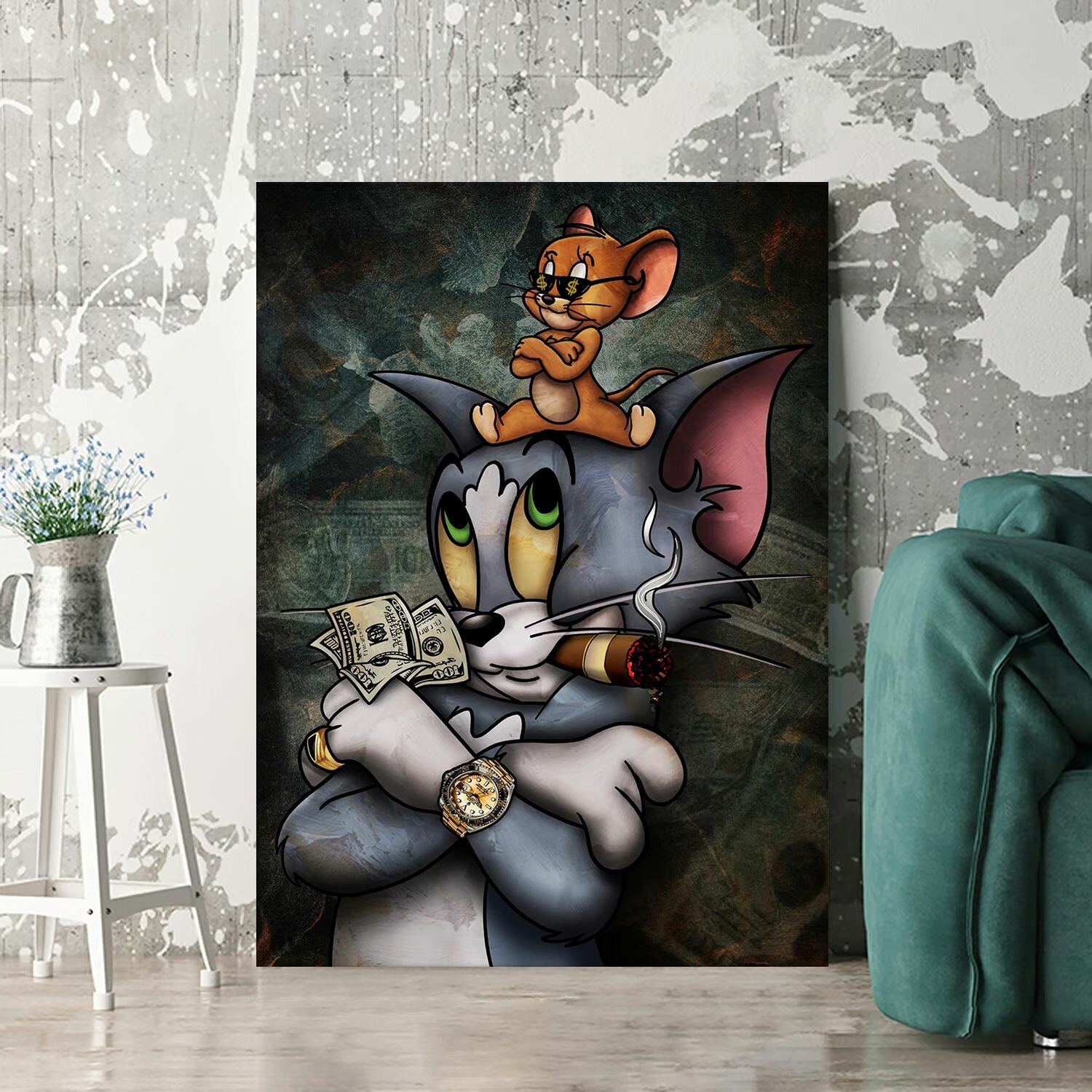 Картина на стену для интерьера - "Том и Джерри, мультперсонажи", 30х40 см.