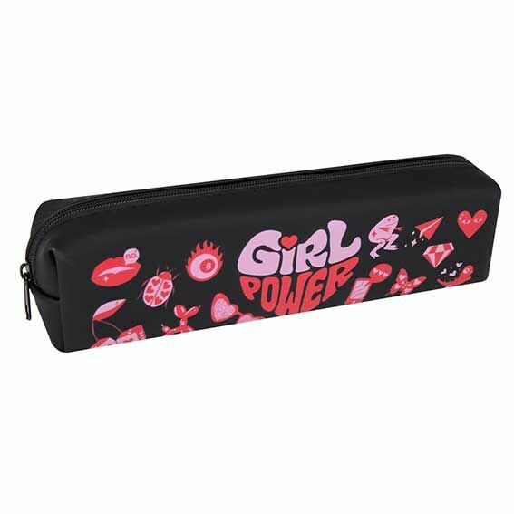Пенал кокос силиконовый 200х50х40 мм "Girl power", прямоугольный, 1 отделение