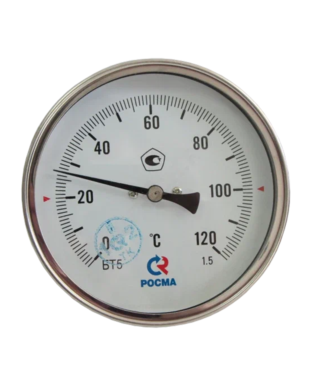 Термометр биметаллический осевой Дк100 120С L=150мм G1/2" БТ-51.211 Росма 00000002540
