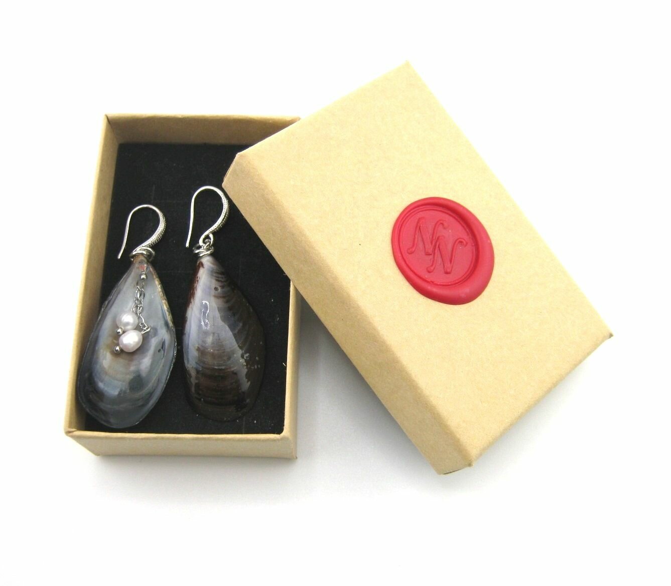 Серьги, ракушка, перламутр