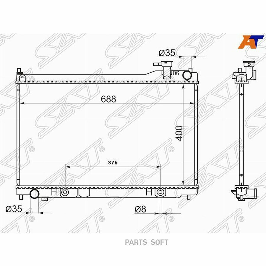 Радиатор Infiniti G35 02-07 / Nissan Skyline 01-07 от официального дистрибьютора, SAT, артикул NS0009V35