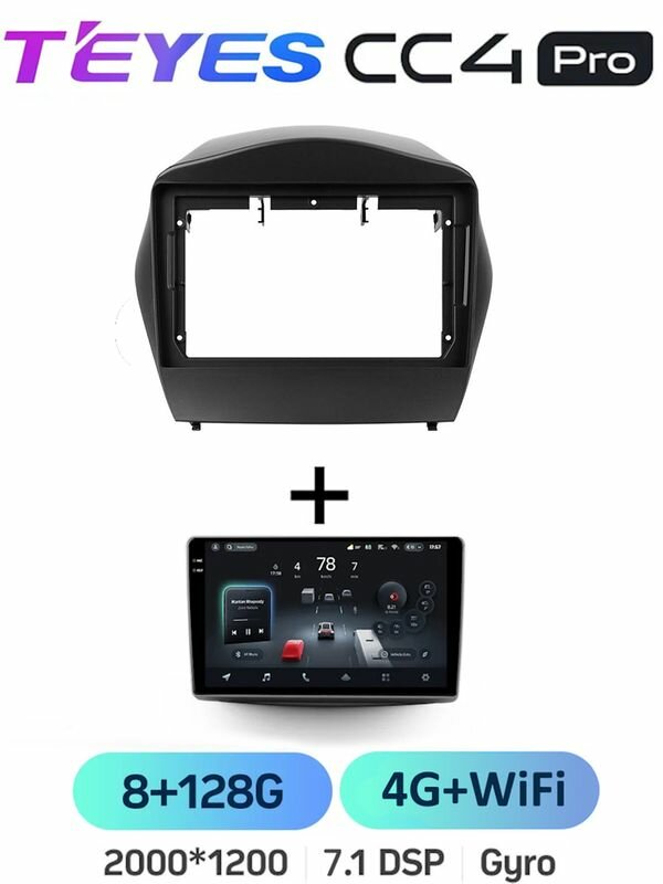 Магнитола Teyes CC4 Pro 8/128 Gb 9 дюймов для Hyundai Tucson 2 LM IX35 2009-2015 (C)