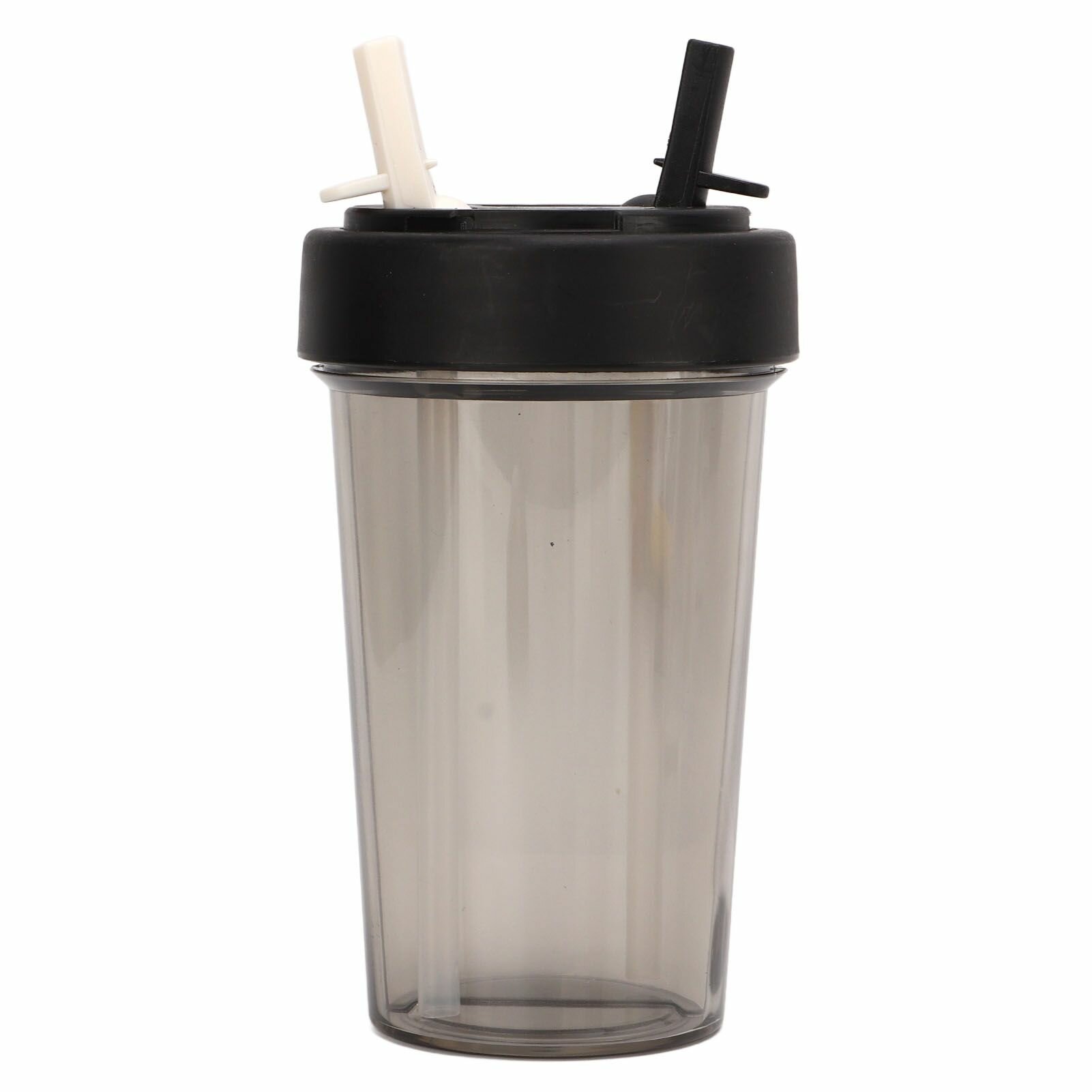 Двойная бутылка для напитков, пылезащитная, защита от утечки, портативная соломенная чашка двойного назначения с наклейкой для спорта, кемпинга, пикника, черная
