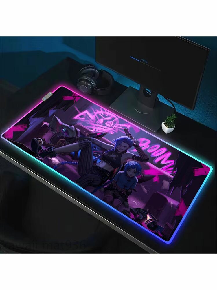 RGB LED jinx Крупномасштабная онлайн-игра с аниме-мультфильмом "милая девушка Джинкс", размер 40x90xxl