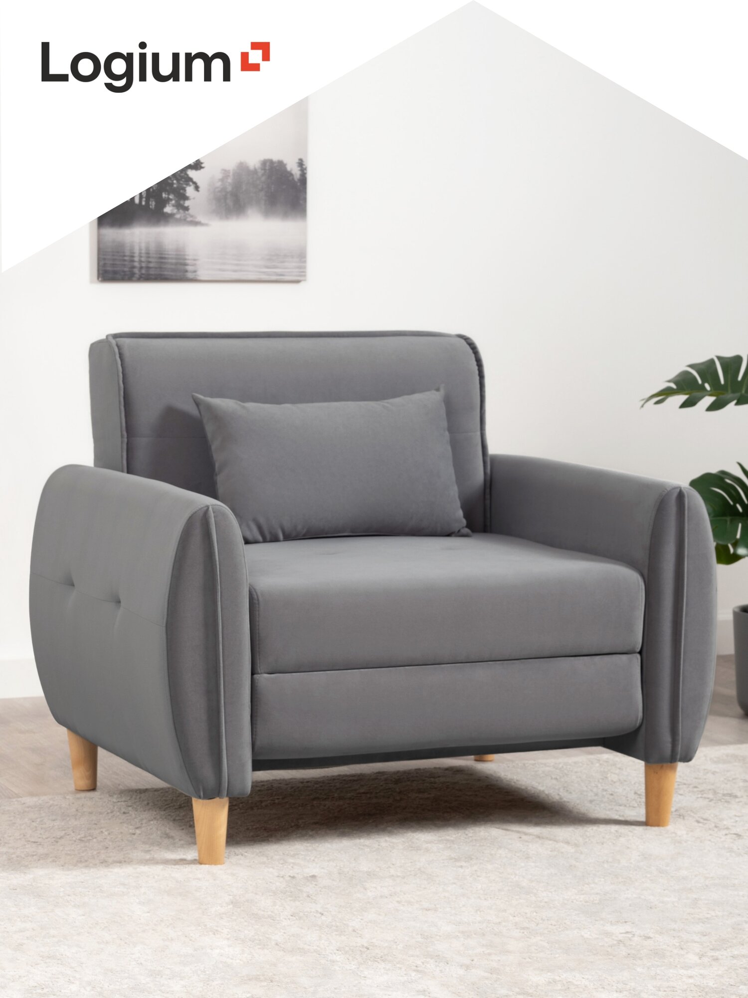 Кресло- кровать Ханна 04.05 Арт. ТК 537/2 Connect 82 (теплый серый)