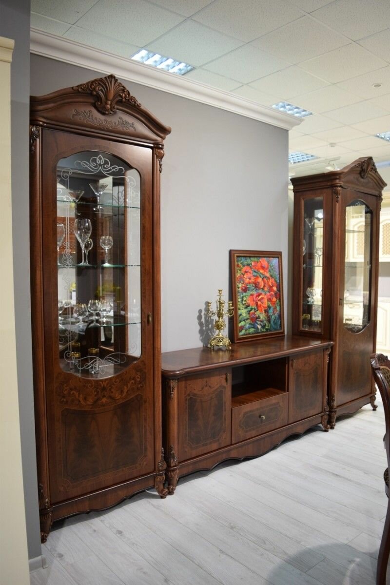 Шкаф-витрина Alba Илона, 1 дверь, ЛДСП/МДФ, коричневый, 85х53х230 см