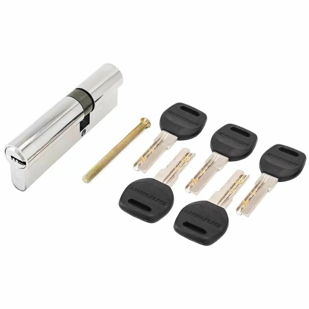 Личинка замка Аллюр для двери, 90 мм, хром, 5 перфоключей, латунь