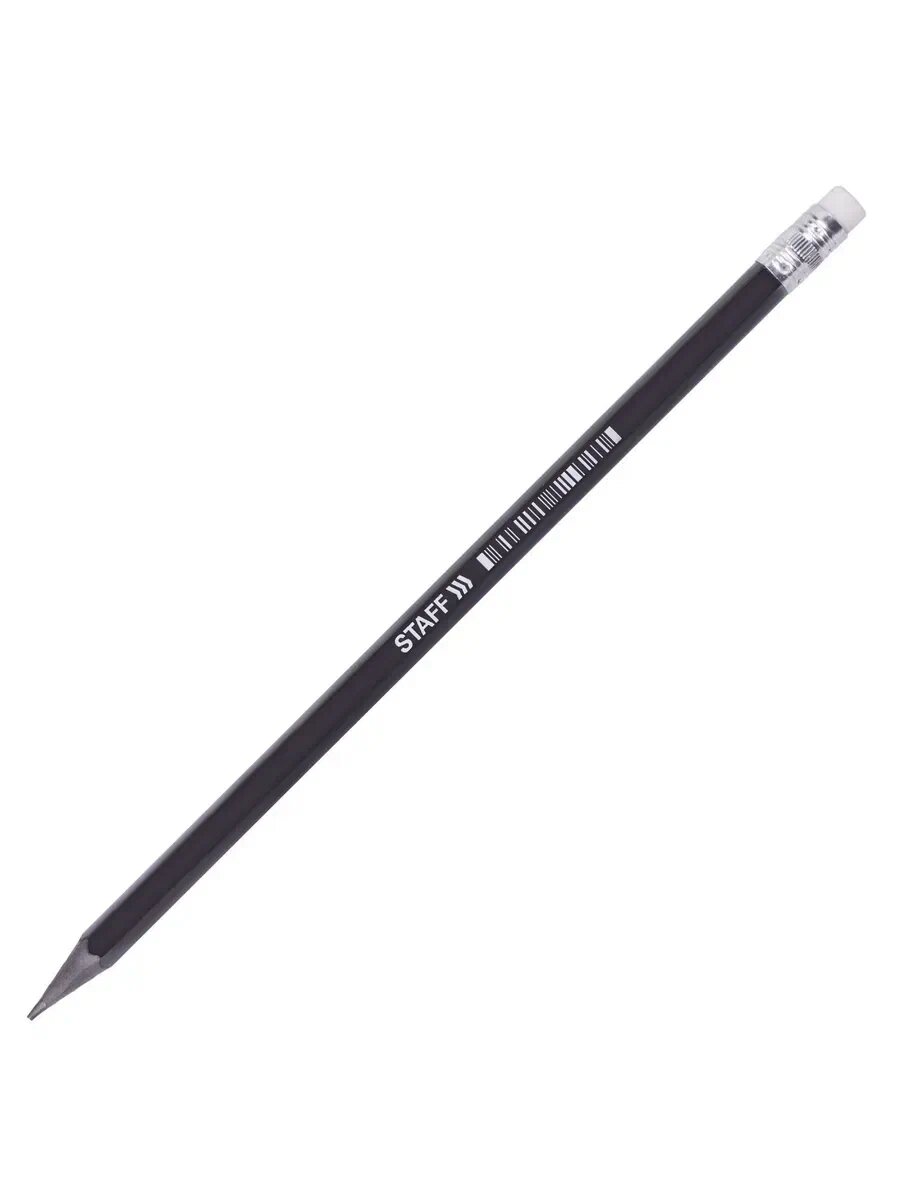 Карандаш простой STAFF "College", твердость HB, чернографитный, с ластиком, пластик, 1 штука