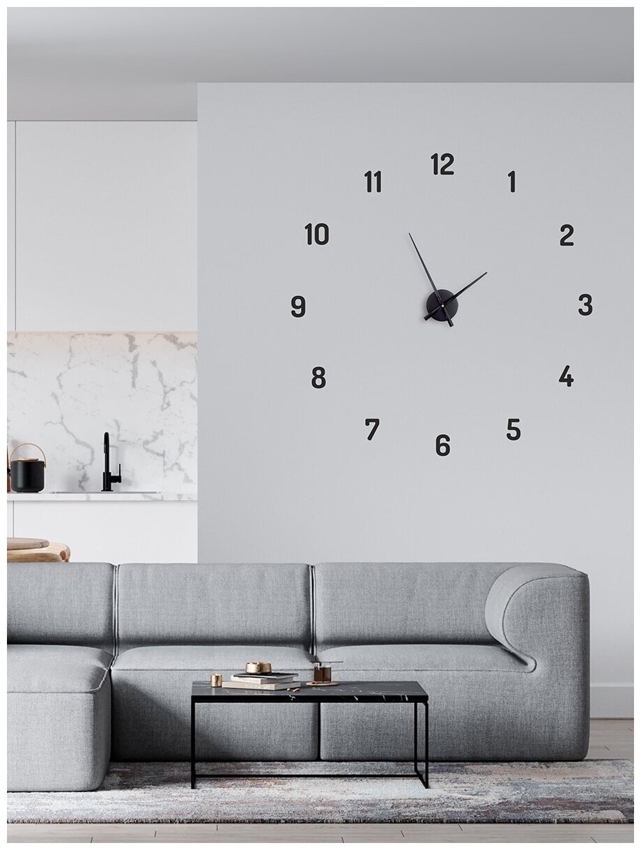 Настенные часы 3d Roomton Цифры, большие, бесшумные, часы наклейка