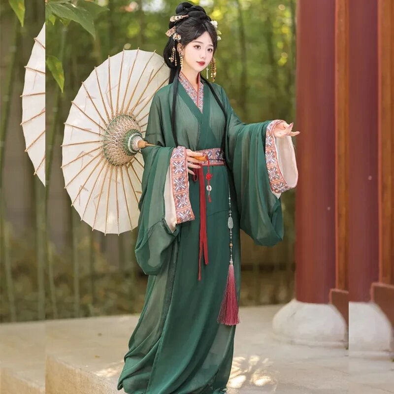 Женский ханьфу WYLQECHO, зеленый, черный Изумрудный, L, green 2pcs no Pendan