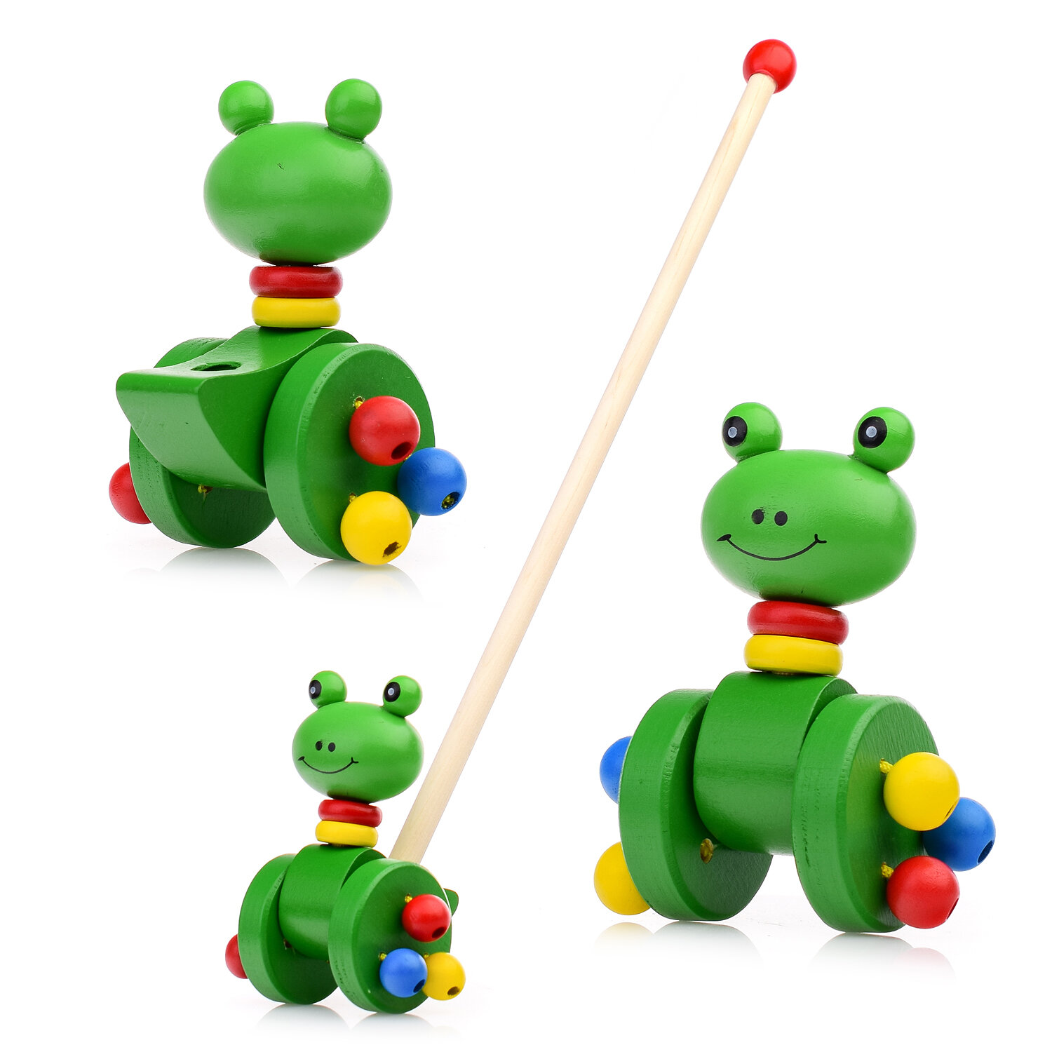 Каталка Щепочка "Лягушонок", 10х6.5х13 см, дерево, детям от 3 лет