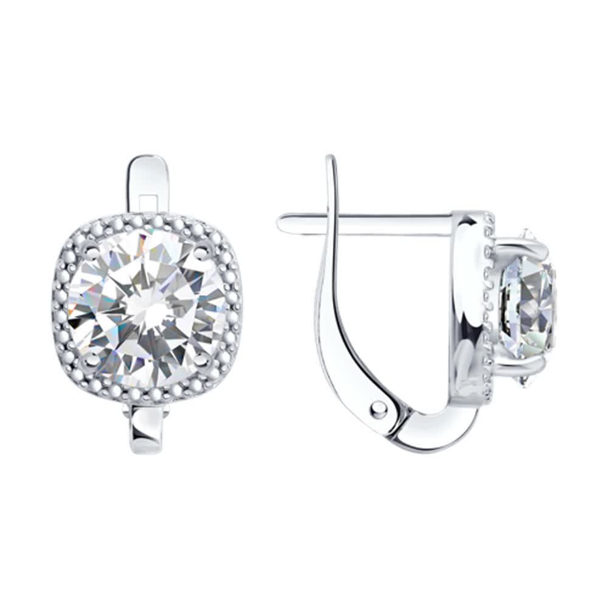 Серьги, серебро, 925 проба, родирование, фианит