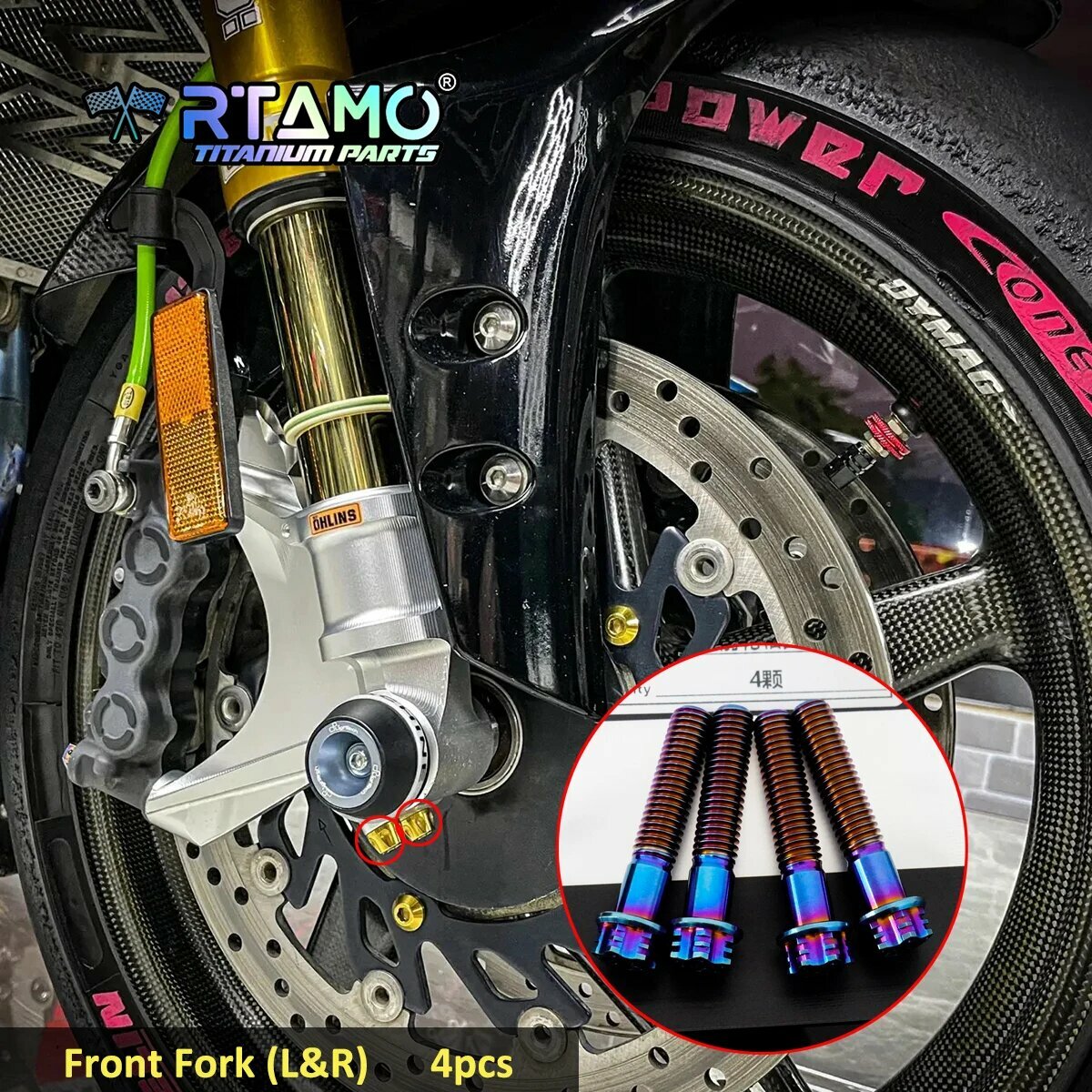 RTAMO Болты из титанового сплава для Yamaha YZF-R1, передний суппорт, датчик ABS, тормозной диск, масляный бак, боковая крышка, винт, гайки, штифт Front Fork, Gold