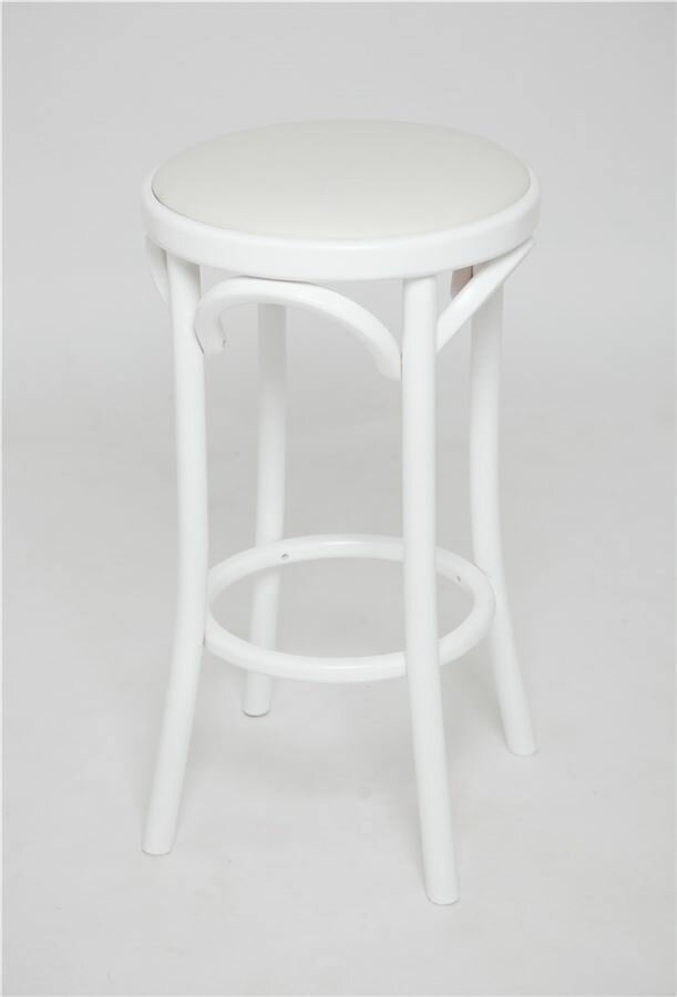 Табурет барный 650 Венский мягкий (белая эмаль, экокожа белая)