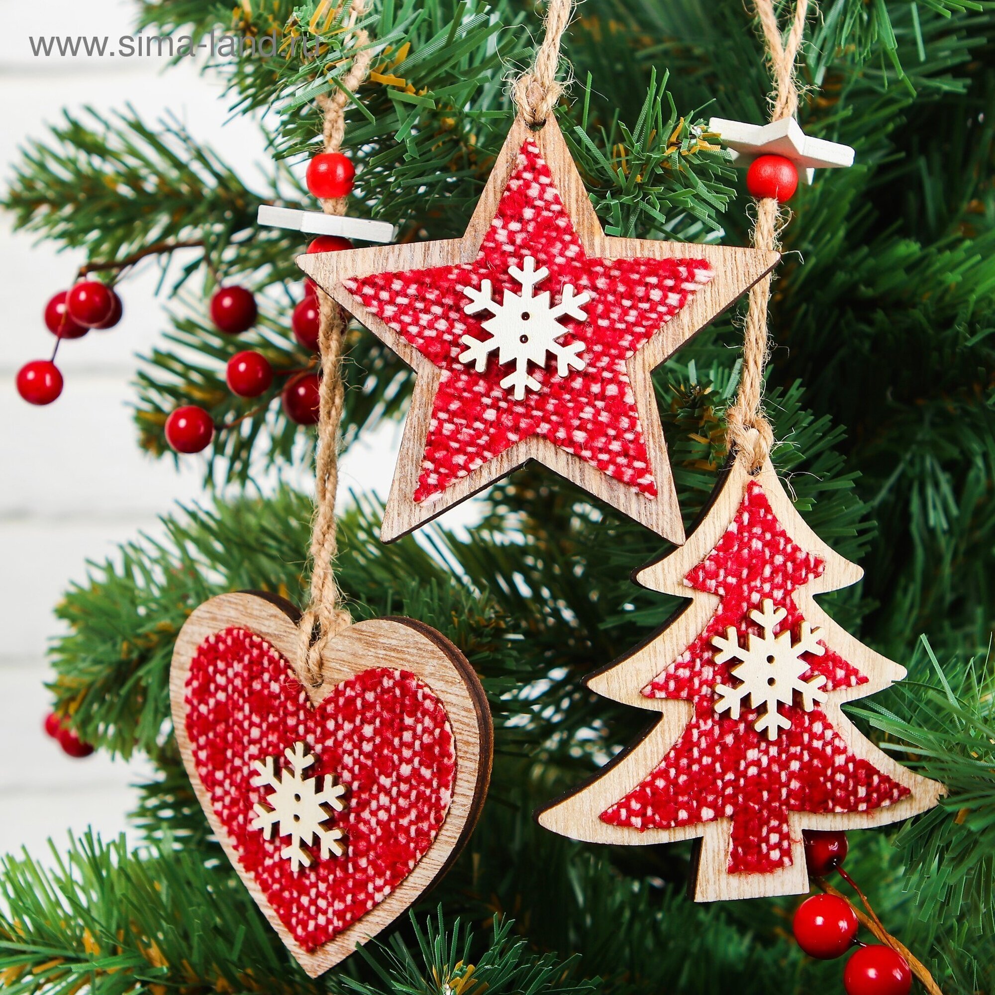 Подвеска новогодняя Лесная мастерская "Зимний вечер", цвет микс, красная