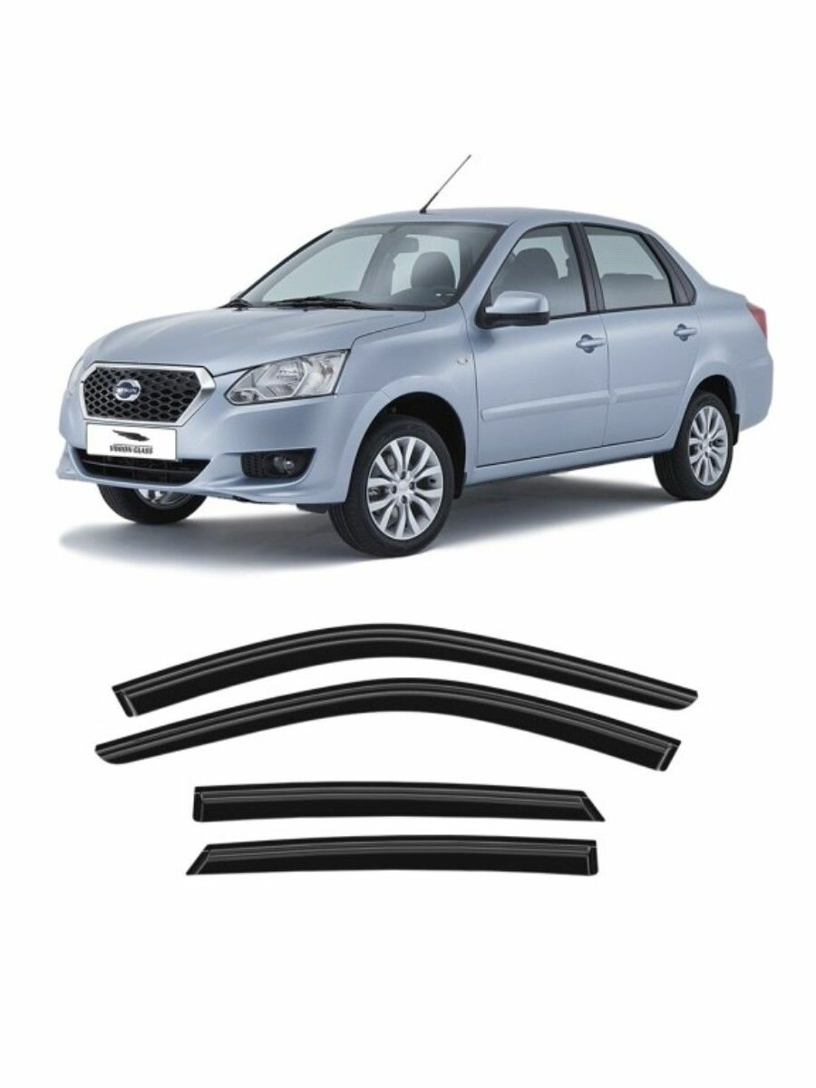 Дефлекторы неломающиеся 4 шт. для а/м Datsun on-Do седан, Voron Glass DEF00815