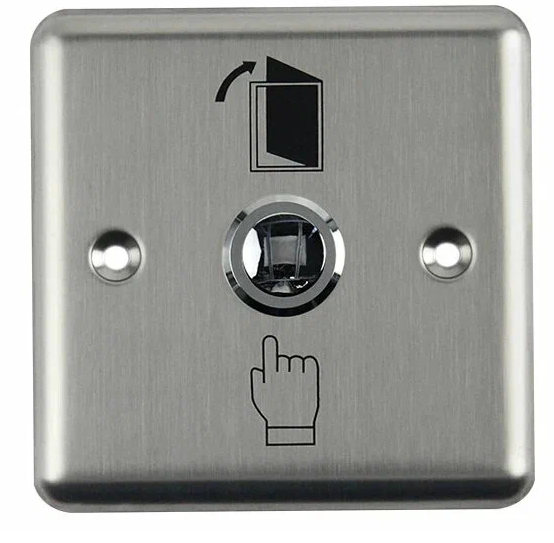 Cтальная врезная кнопка выхода ESVI EB-S0B, размеры 85х85 мм, цвет металлик, н. р. контакт