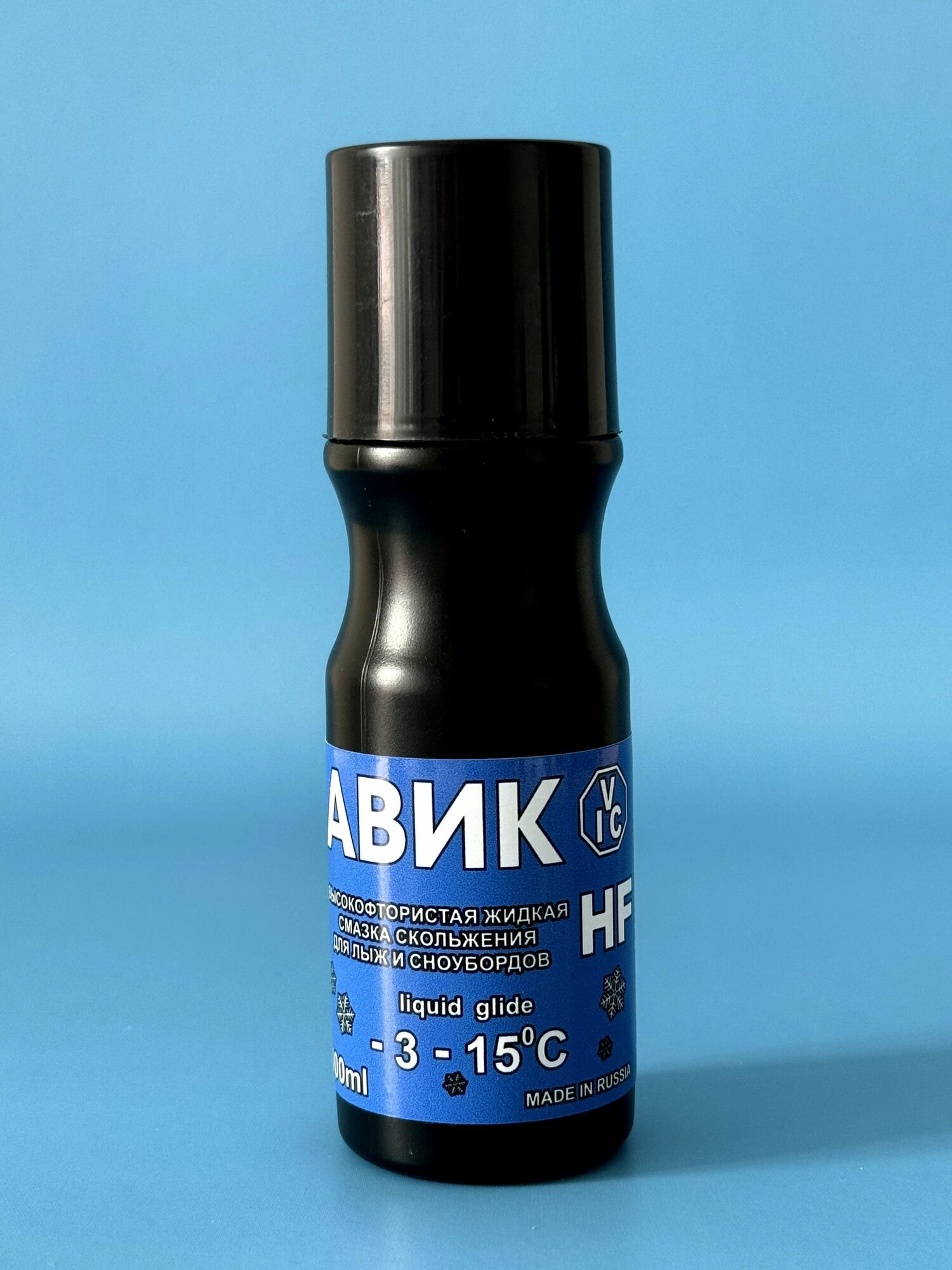 Жидкий высокофтористый парафин для лыж и сноубордов Авик Liquid COLD HF - 3 - 15 C, со фтором, с аппликатором 100 мл, синяя. Жидкая высокофтористая смазка скольжения.
