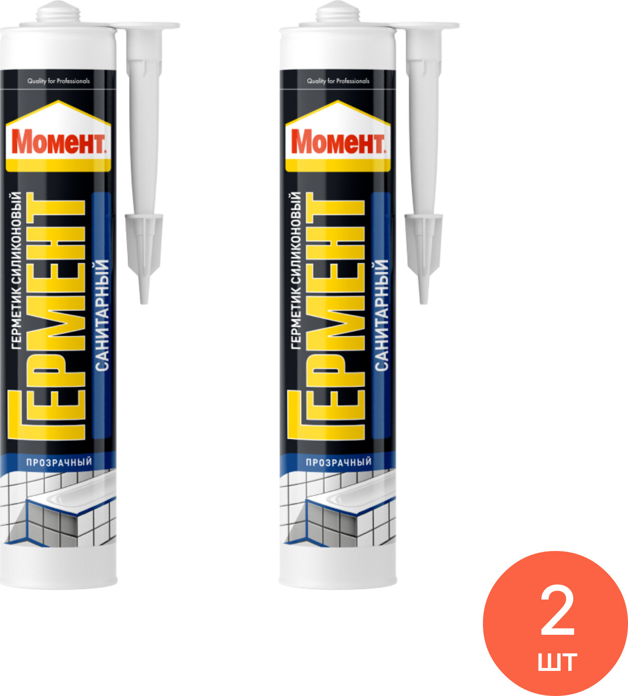 Герметик силиконовый Момент санитарный атмосферостойкий, прозрачный, 280мл / строительство и ремонт (комплект из 2 шт)