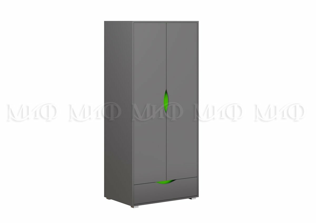 Шкаф 2х ств. Неаполь Графит/ графит, вставка графит размер 800х1844х544мм