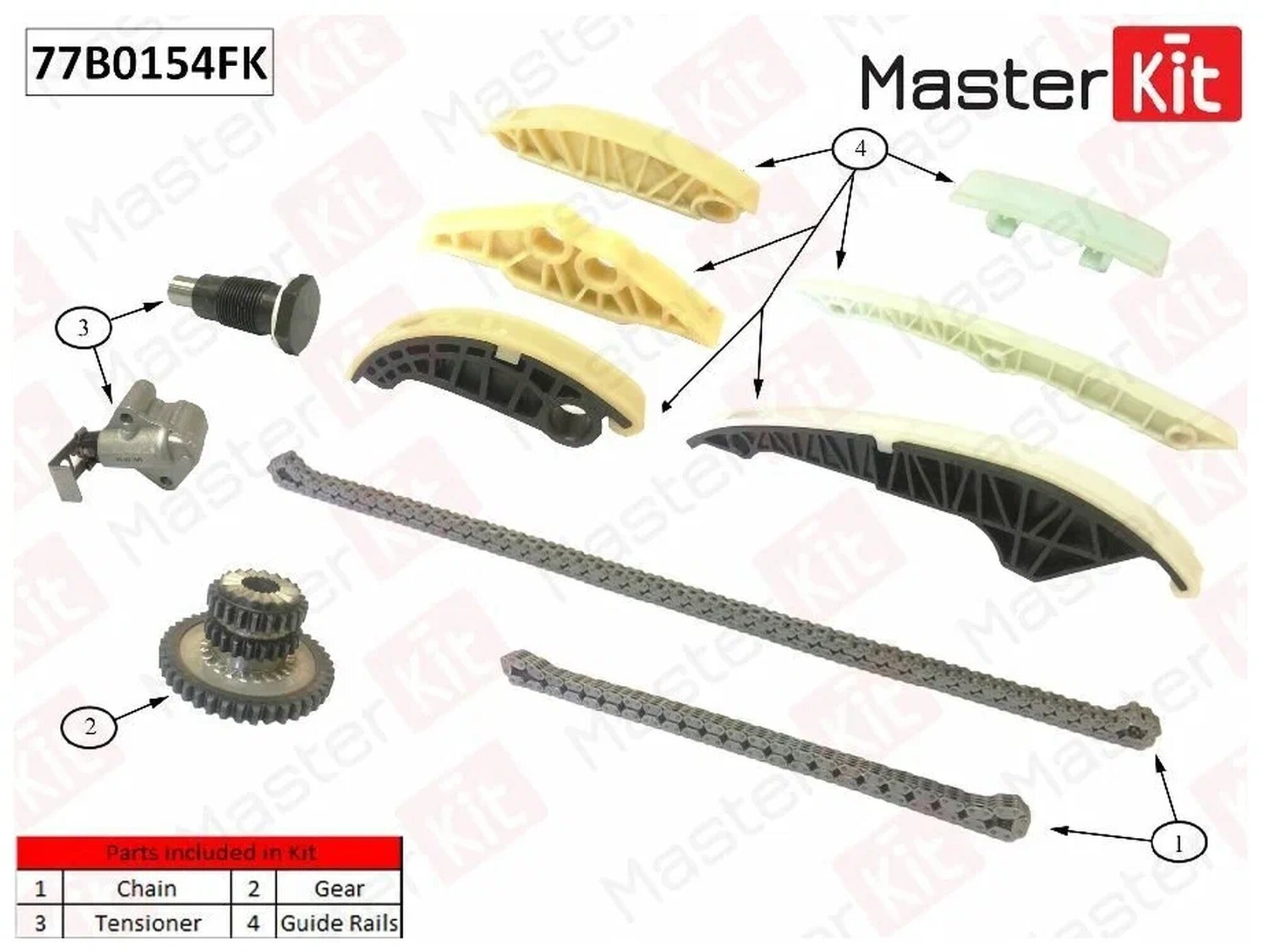 Комплект цепи ГРМ Audi A3/TT Shoda Octavia/Superb Volkswagen Passat/Golf VI/CC AXX/BPY/BWA MASTERKIT 77B0154FK