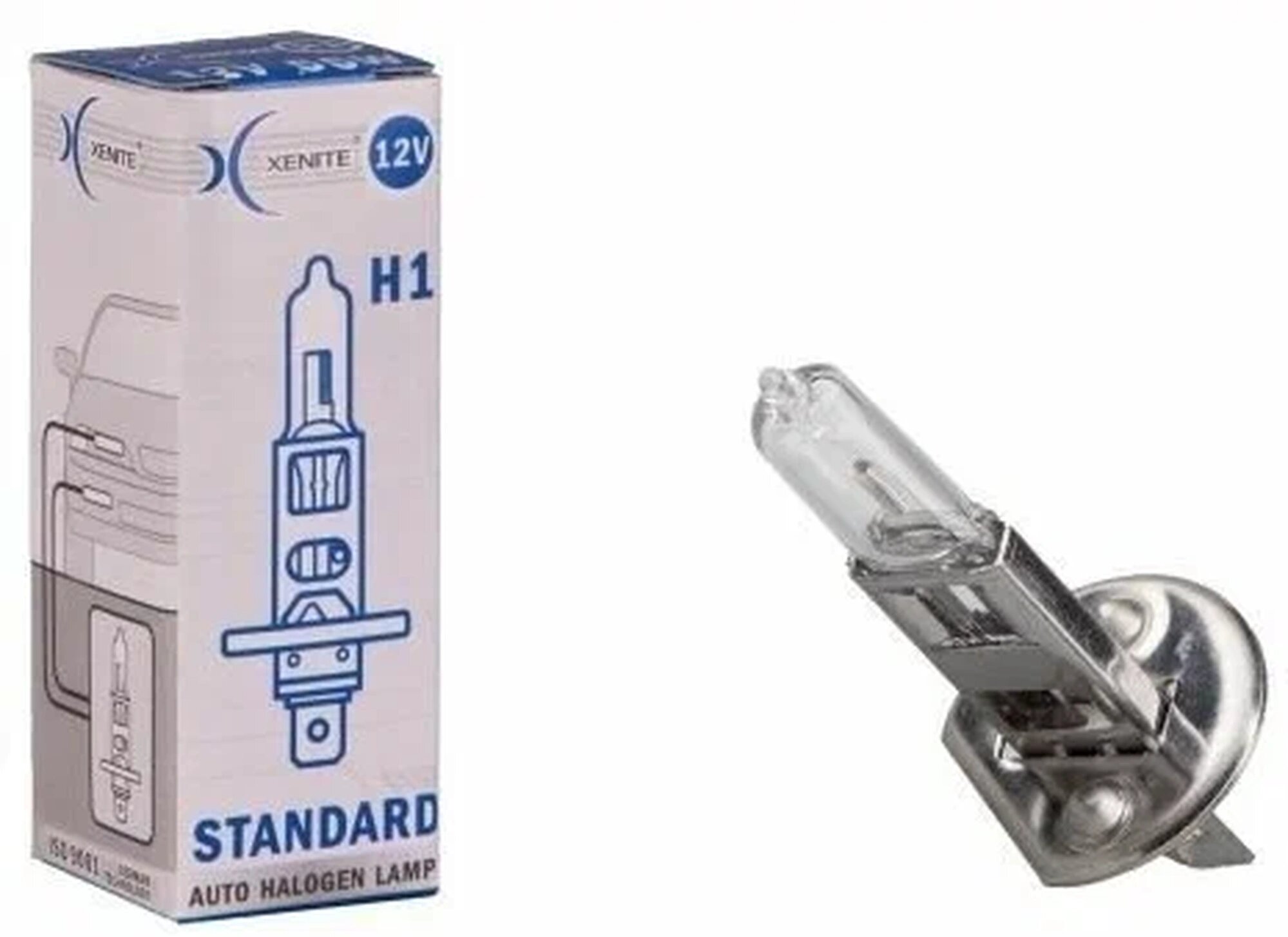Лампа галогеновая головного света H1 P14.5s 3200K STANDARD 12V 55W Картон 1 шт. 1007010, XENITE 1007010