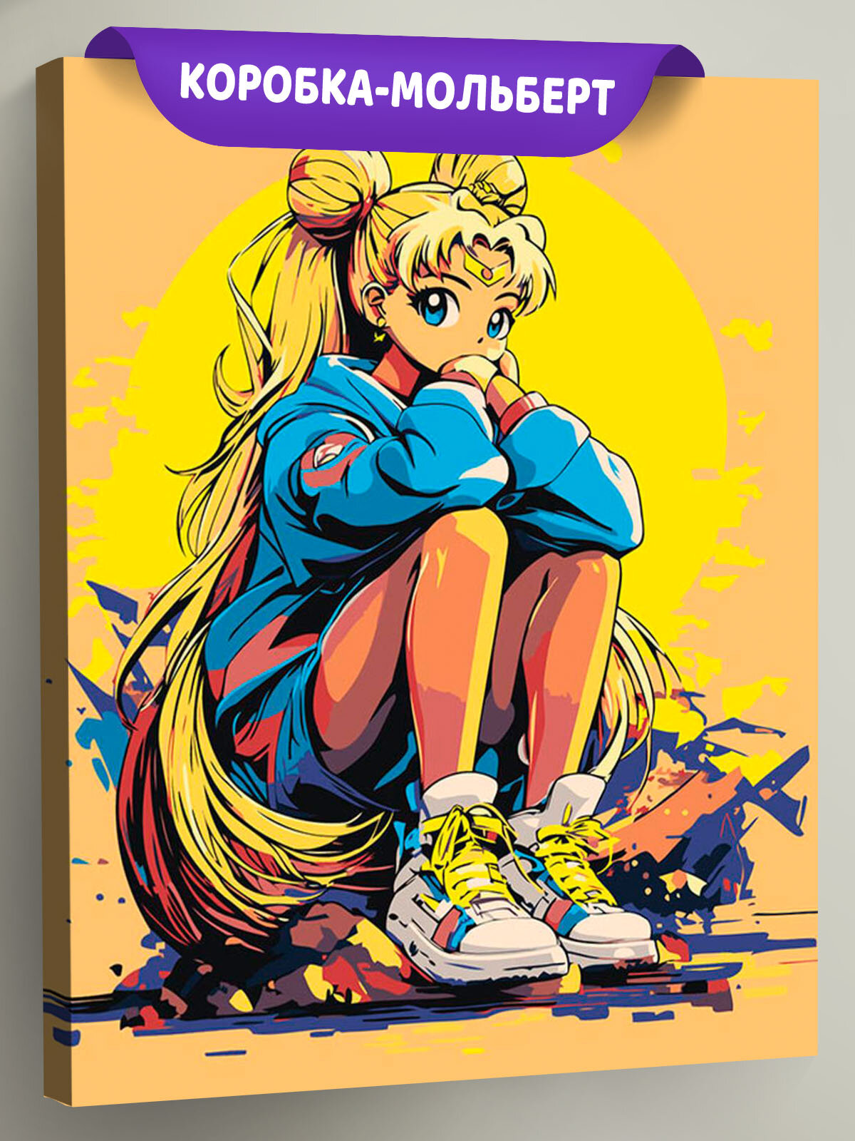 Картина по номерам на холсте с подрамником "Аниме Сейлор Мун Sailor Moon: солнце арт" Раскраска 40x50 см, Девушка