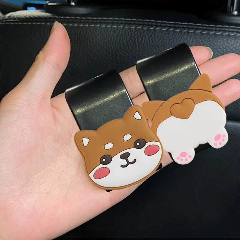 2 симпатичных автомобильных крючка Corgi для хранения вещей, креативные и персонализированные крючки для спинок автомобильных сидений, крючки для автомобильных сидений, автомобильные аксессуары